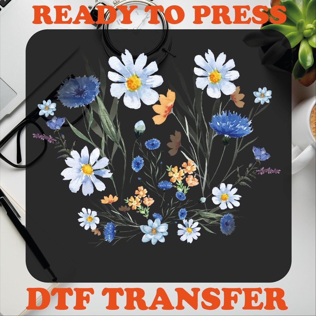 Retro Ready to Press, Groovy Wildflower Design, Heat Press Transfer ...