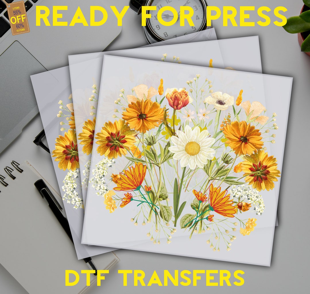 Retro Ready to Press, Groovy Wildflower Design, Heat Press Transfer ...