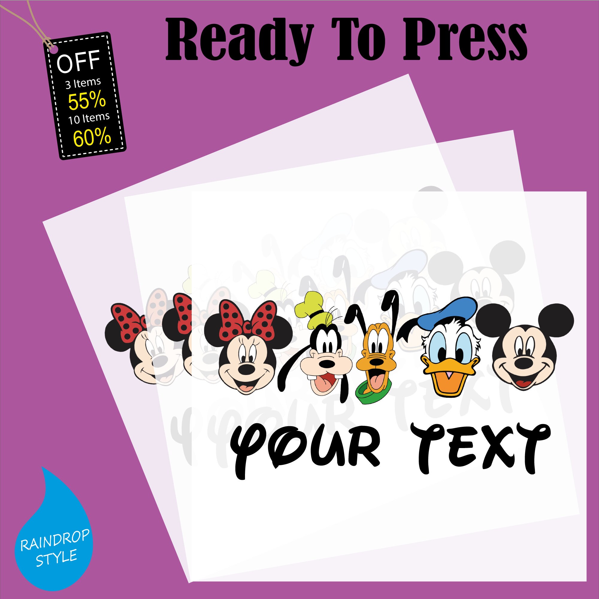 Custom Disney Friends DTF, Ready to Press, Disney Friends Transfer ...