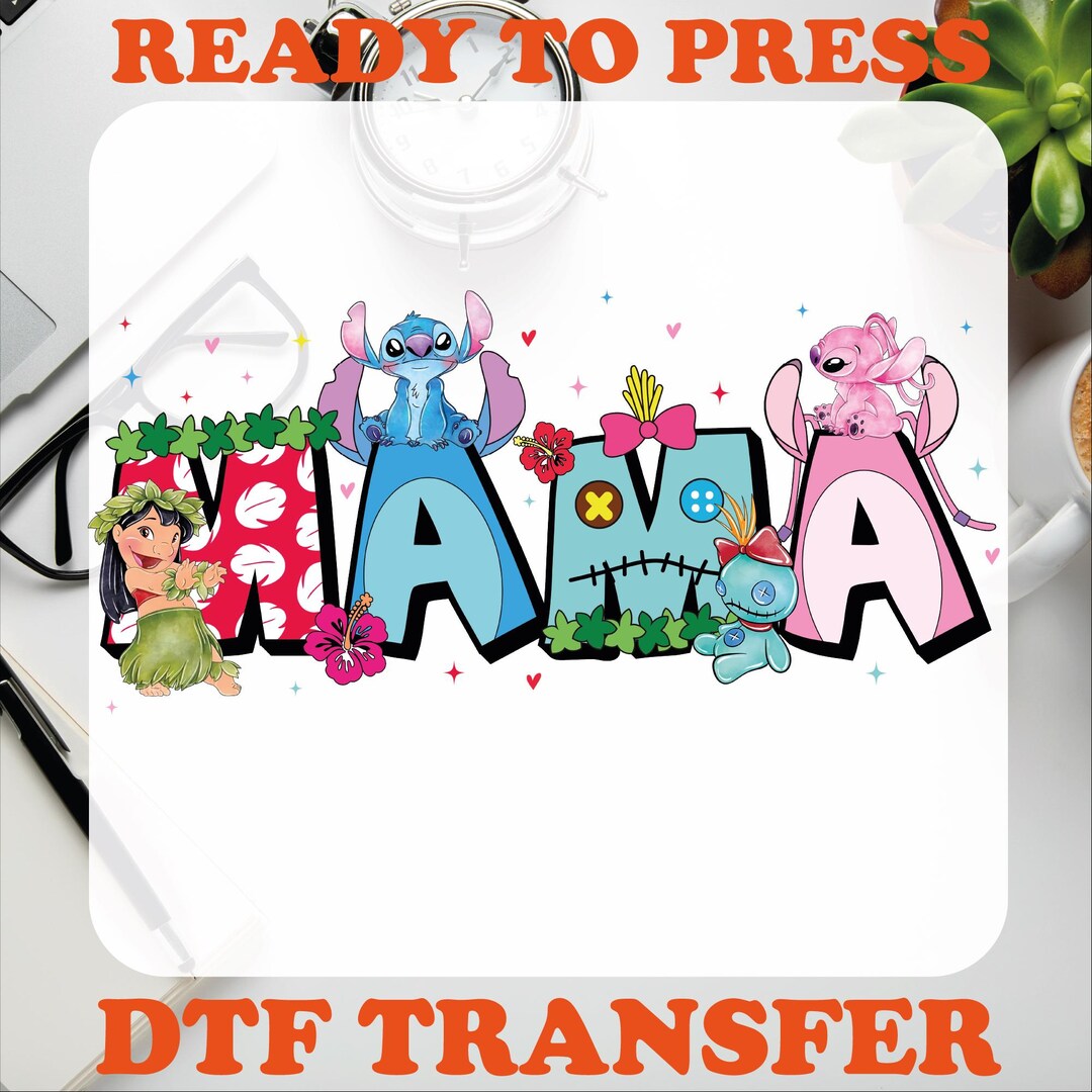 Stitch Mama Ready to Press, Floral Mama Dtf Transfer, Lilo and Stitch ...