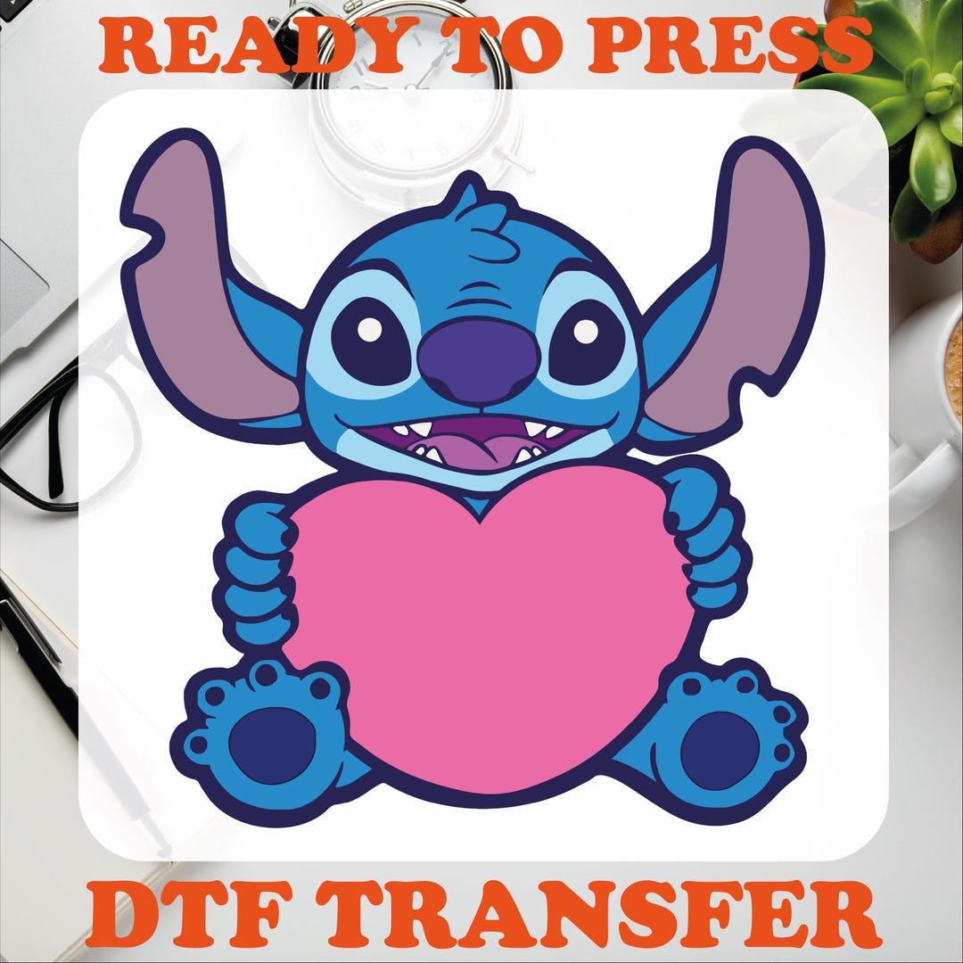 Stitch Valentines DTF Transfer: Ready to Press Heat Transfer - Etsy