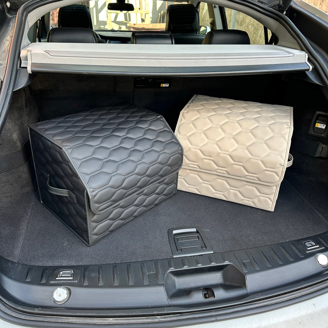 Custom Leather Car Organizer – Handmade Trunk Storage Box – Heavy Duty ...