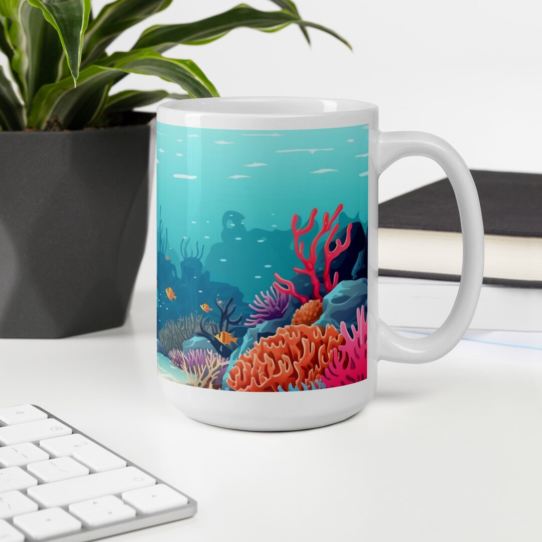 Mug With Coral Reef Mug With Fishes Ocean Mug - Etsy