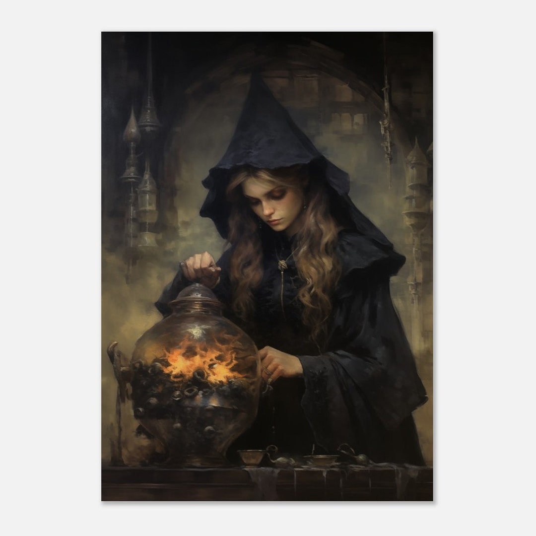 Witch, Potion, Witchcraft, Vintage, Creepy, Oil Painting, Art Print - Etsy