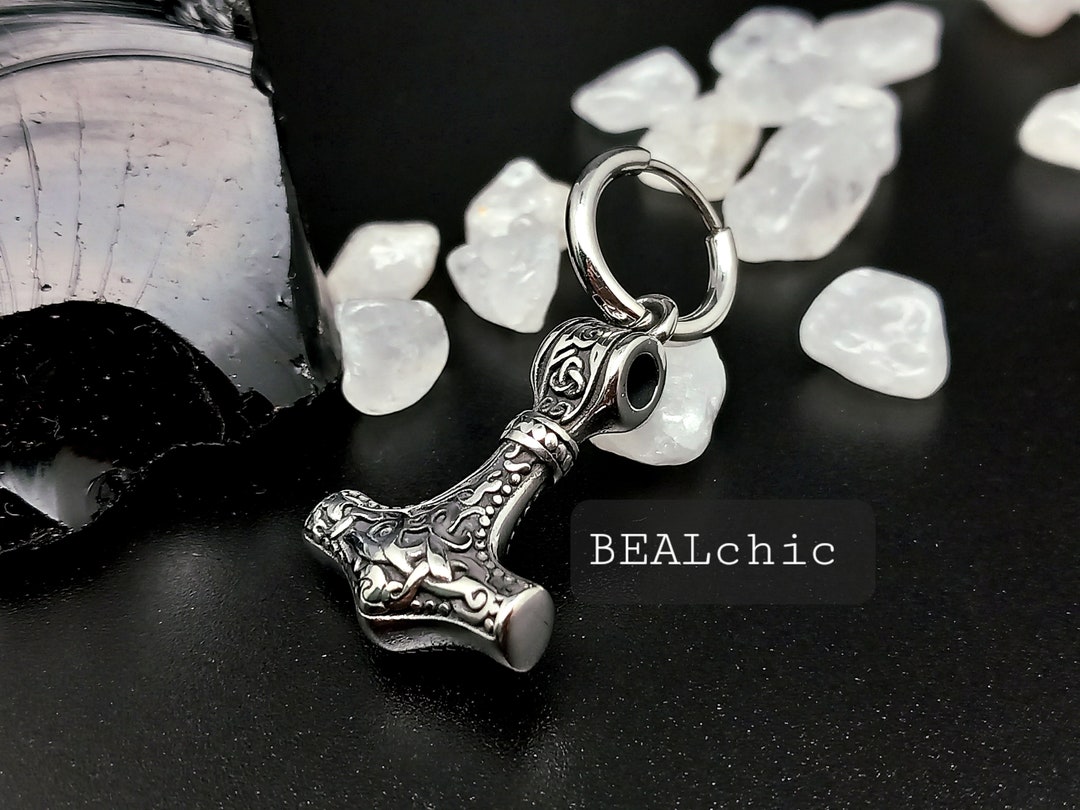 Viking Thor's Hammer Stainless Steel Creole Earring Men's/women's Trend ...