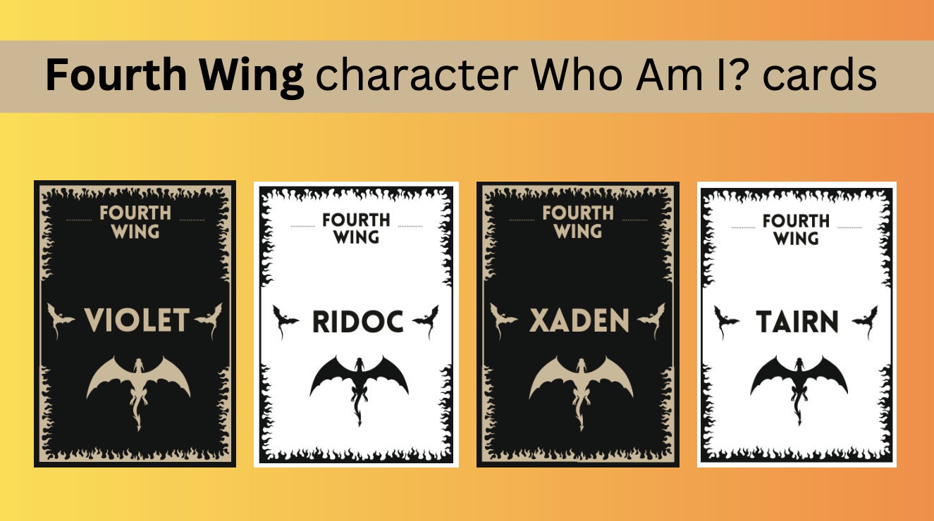 Fourth Wing Who Am I? Character Cards | Book Club Activity | Digital ...