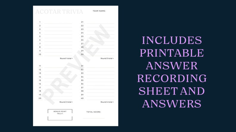 ACOTAR Trivia | Party Game | Digital Download | Printable - Etsy
