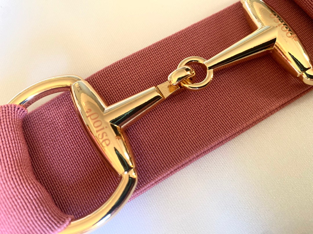 1.5" Elastic Snaffle Belt - Vintage Rose, Gold Finish - Adjustable Size ...
