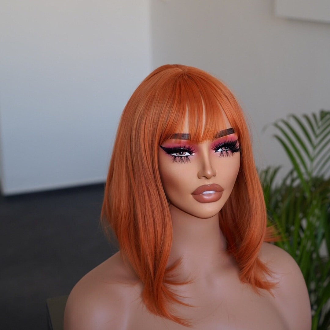 Ginger Lace Front Wig With Bangs I Red Wig I Cosplay Wigs Short Wigs - Etsy