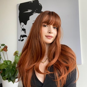 Auburn Ginger Wig With Bangs Merida Cosplay Wig Halloween Wig Copper ...