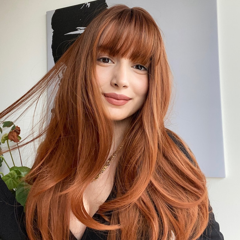 Human Hair Wig Red Bangs - Etsy UK