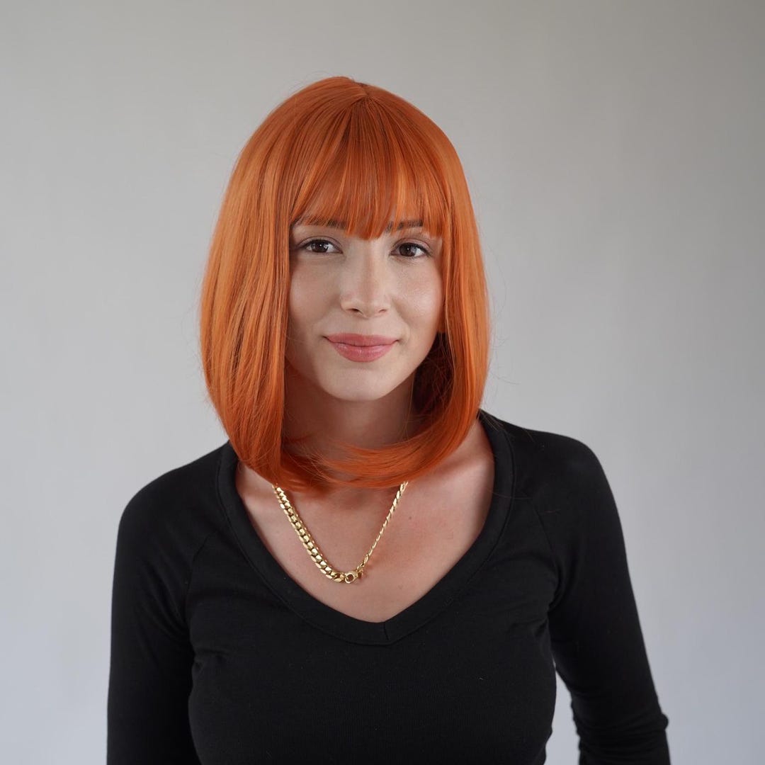 Orange Bob Wig With Bangs, Short French Style - Etsy