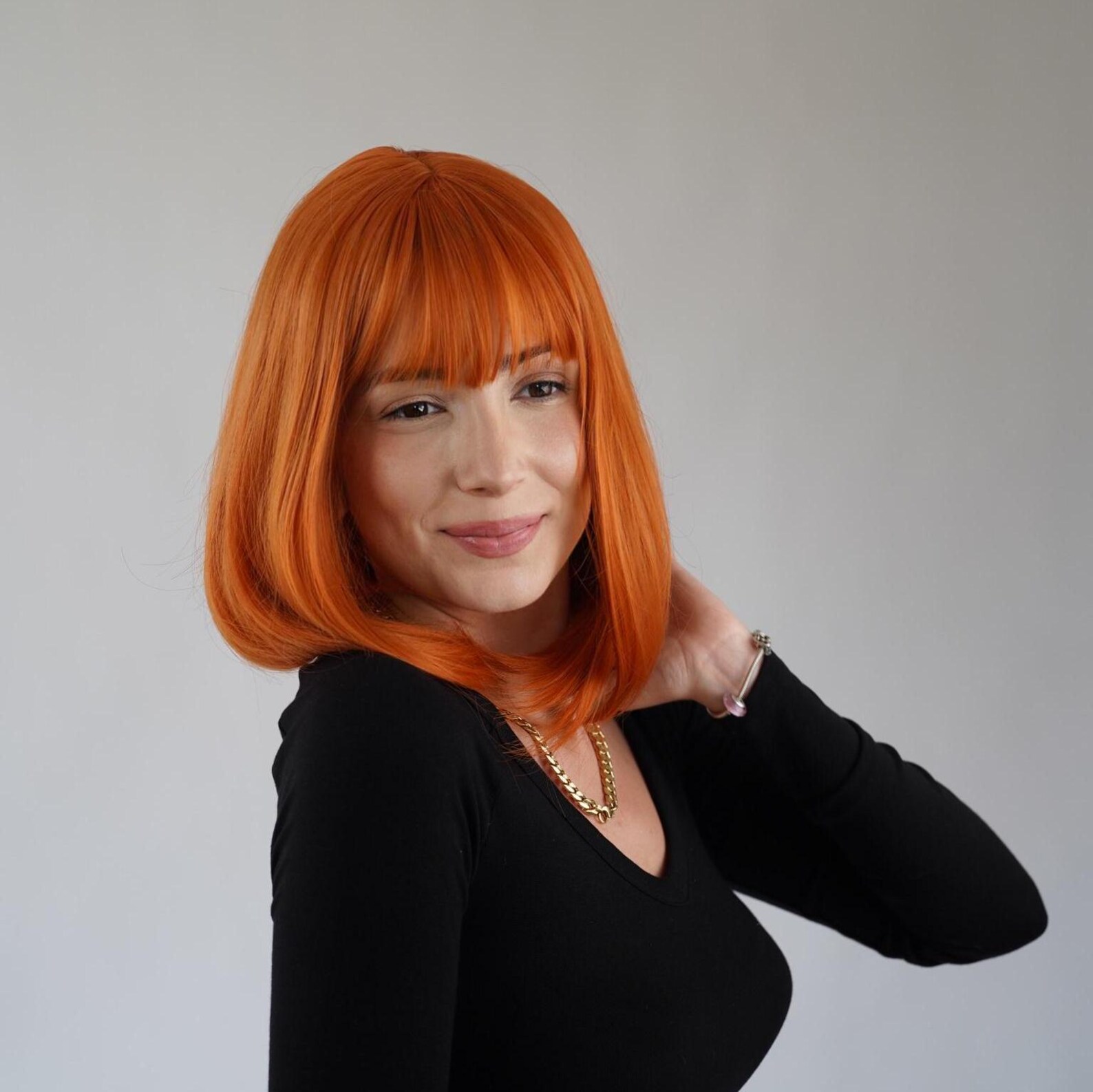 Orange Bob Wig With Bangs, Short French Style - Etsy