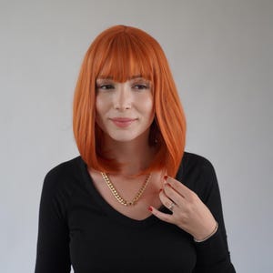 Orange Bob Wig With Bangs, Short French Style - Etsy