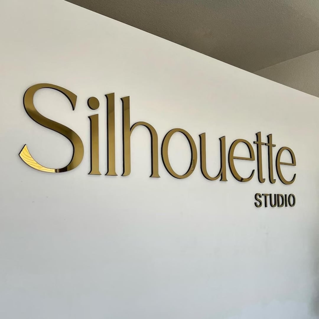 Custom Gold Mirror Acrylic Business Logo Sign - Personalized Laser Cut ...