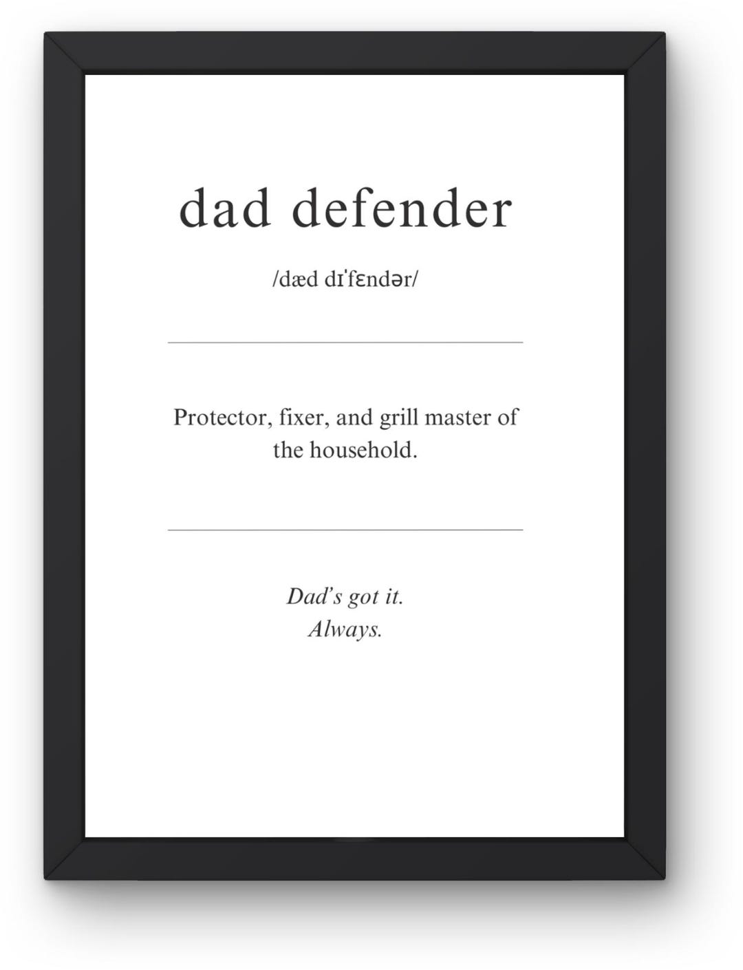 Dad Defender Definition Print | Funny Dad Wall Art | Digital Download ...