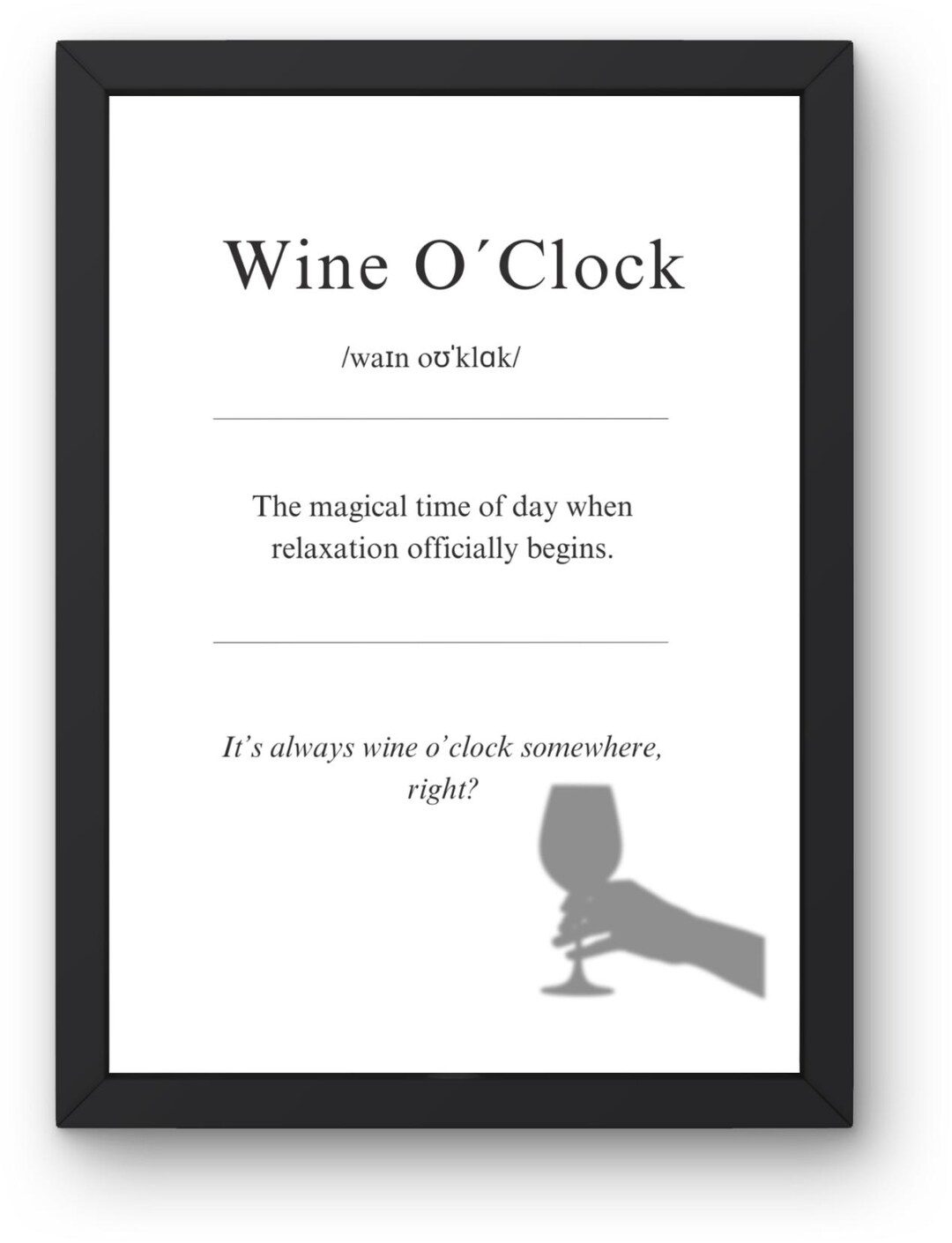 Wine O'clock Definition Print | Funny Wall Art | Digital Download ...