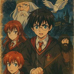 Harry Potter Vintage Anime Poster – Retro 90s Wizard Art – Printable ...