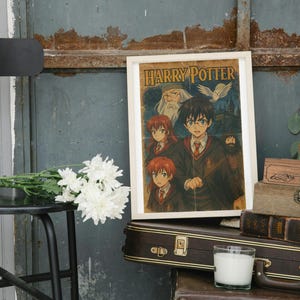 Harry Potter Vintage Anime Poster – Retro 90s Wizard Art – Printable ...