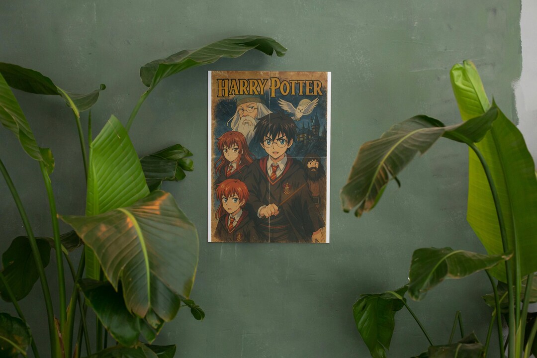 Harry Potter Vintage Anime Poster – Retro 90s Wizard Art – Printable ...