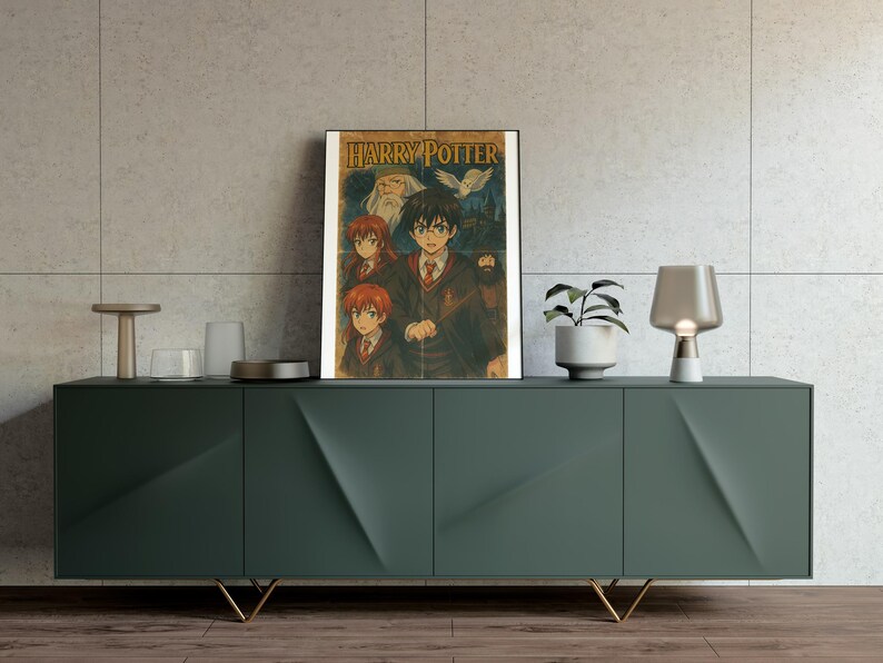 Harry Potter Vintage Anime Poster – Retro 90s Wizard Art – Printable ...