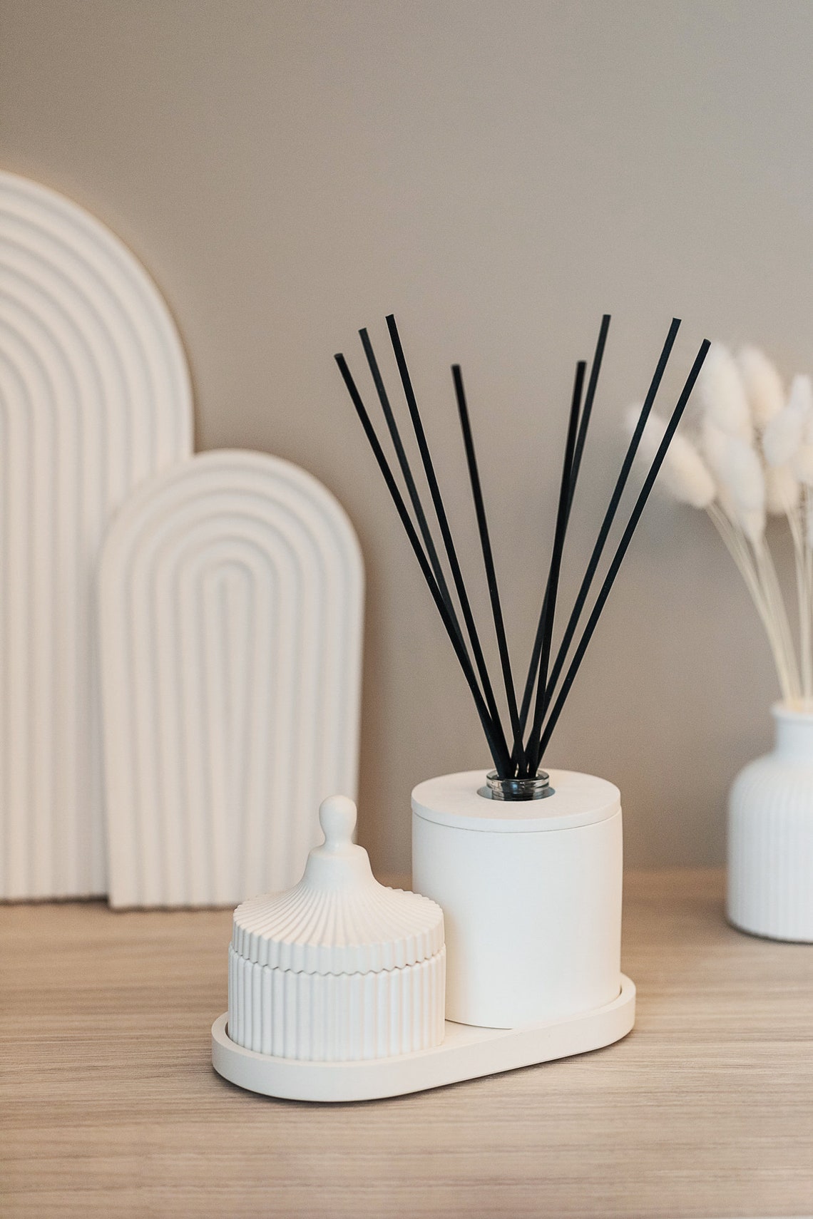 Elegant White Gypsum Cover for 100 Ml Reed Diffuser With Home Fragrance ...