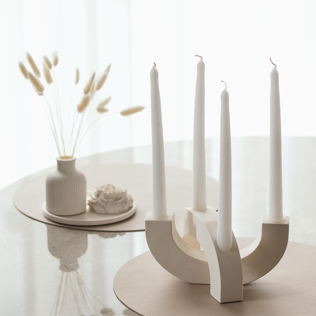 Handcrafted Gypsum Candlestick Holder – Modern Minimalist Design - Etsy