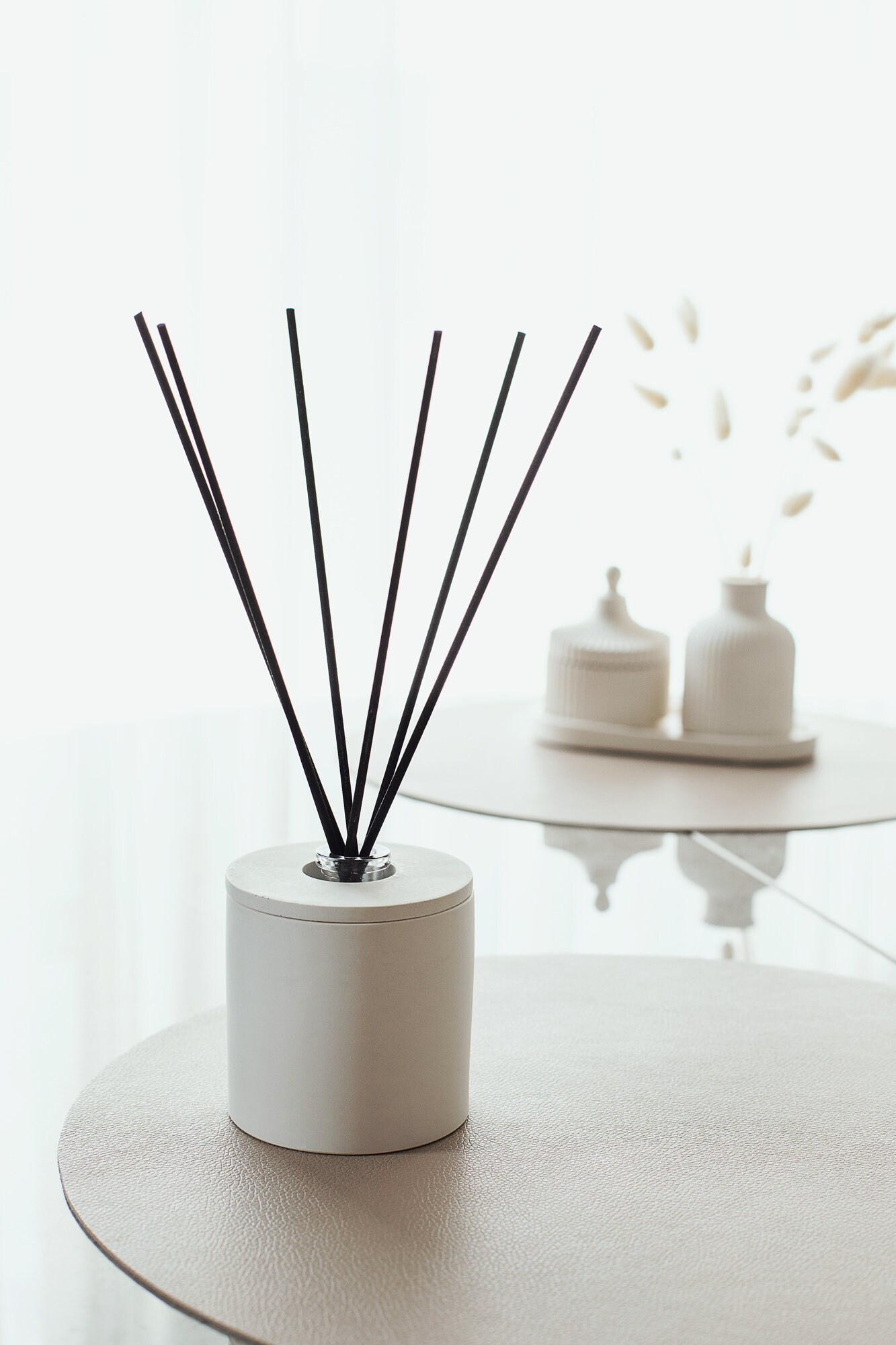 Luxury Home Fragrance Gift Set - Reed Diffuser Candle Large Round Tray ...