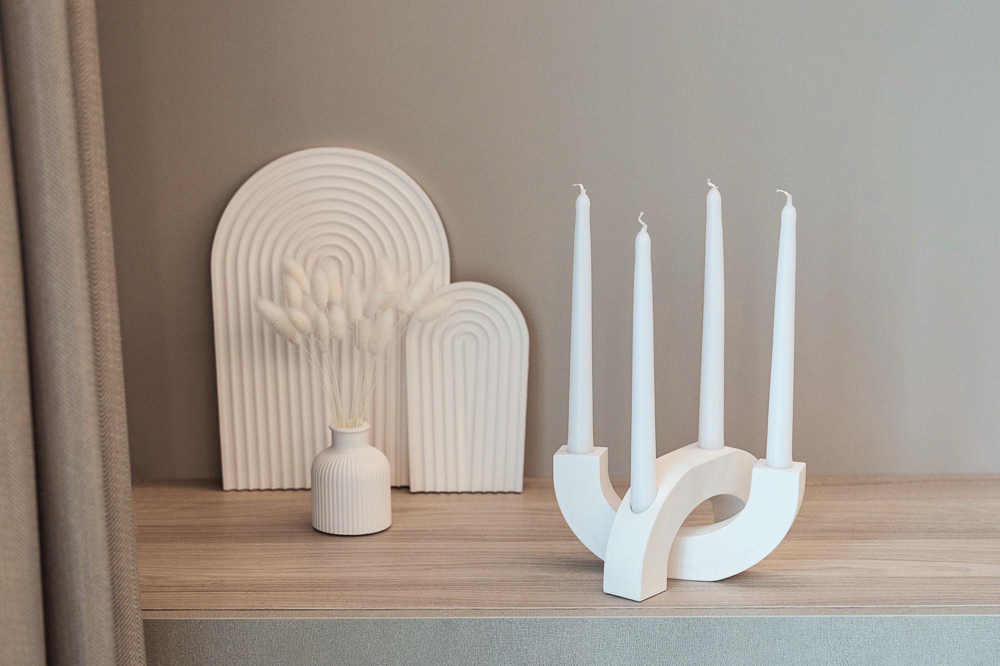 Handcrafted Gypsum Candlestick Holder – Modern Minimalist Design - Etsy