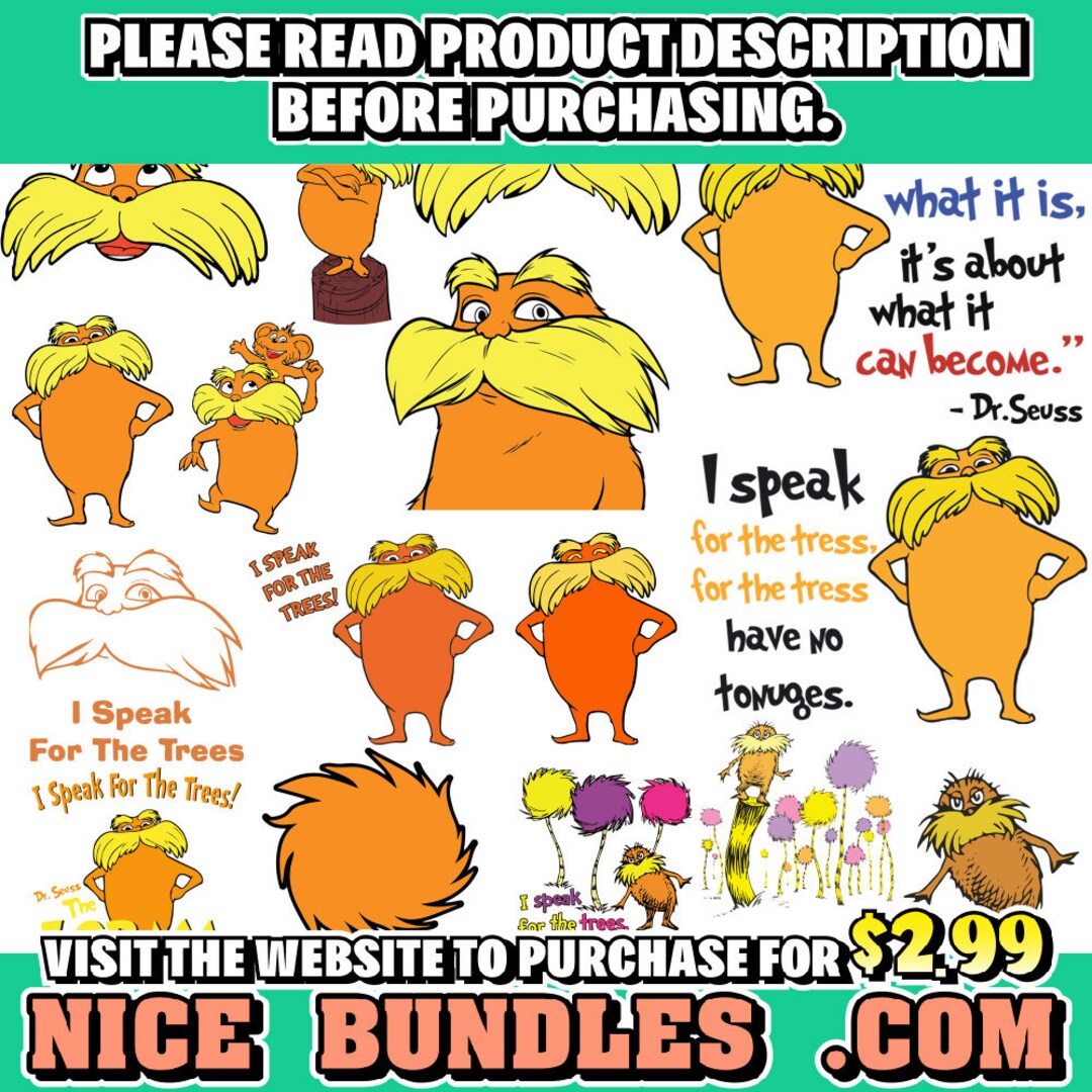 Lorax I Speak for the Trees Svg,dr Seuss Svg Lorax,dr Seuss Lorax Svg ...