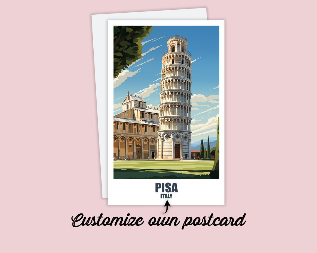 Personalized Pisa Postcard, Italy Map, Pisa Greeting Card Gift Card ...
