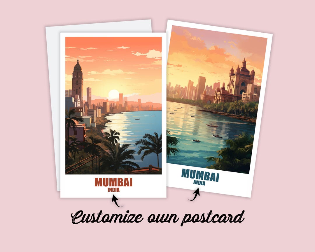 Personalized Mumbai Postcard, India Map, Mumbai Greeting Card Gift Card ...