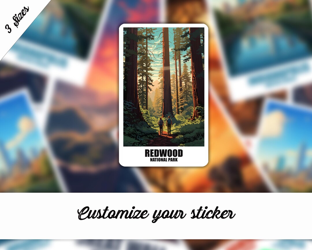 Redwood National Park Sticker, Personalized Redwood Sticker, California ...