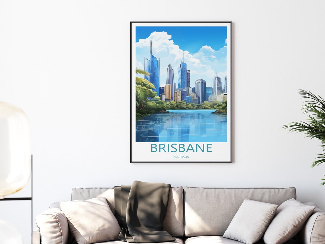 Brisbane Poster Mural Wall Decoration Brisbane Travel Poster Print ...