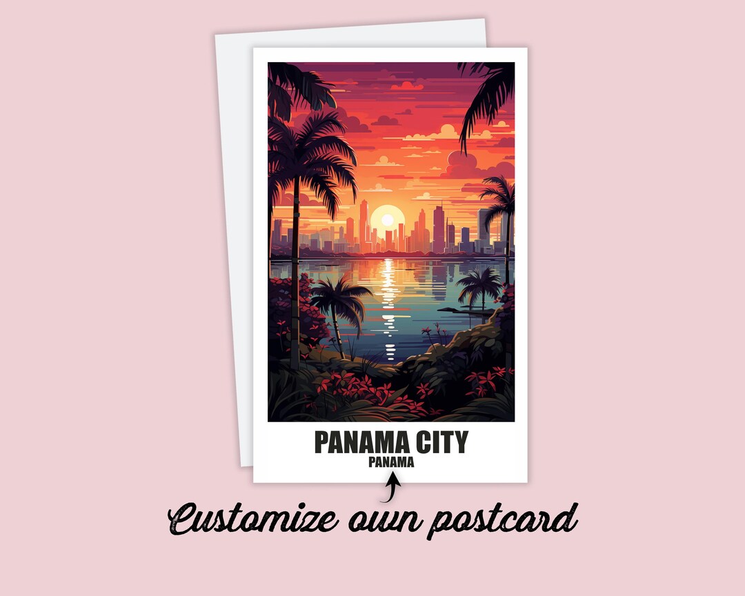 Personalized Panama Postcard, Panama Map, Panama Greeting Card Gift ...
