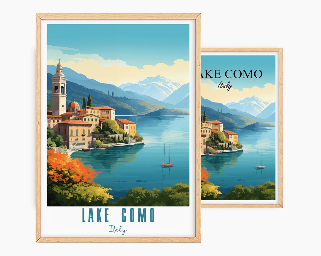 Lake Como Poster, Personalized Travel Poster Lake Como, Italy Vintage ...