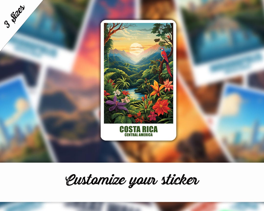 Costa Rica Sticker, Personalized Sticker Costa Rica, Sticker, Sticker ...