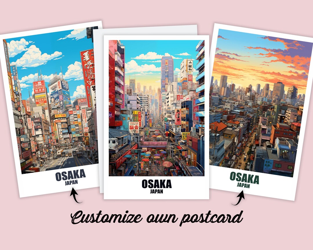 Personalized Osaka Postcard, Japan Map, Osaka Greeting Card Gift Card ...