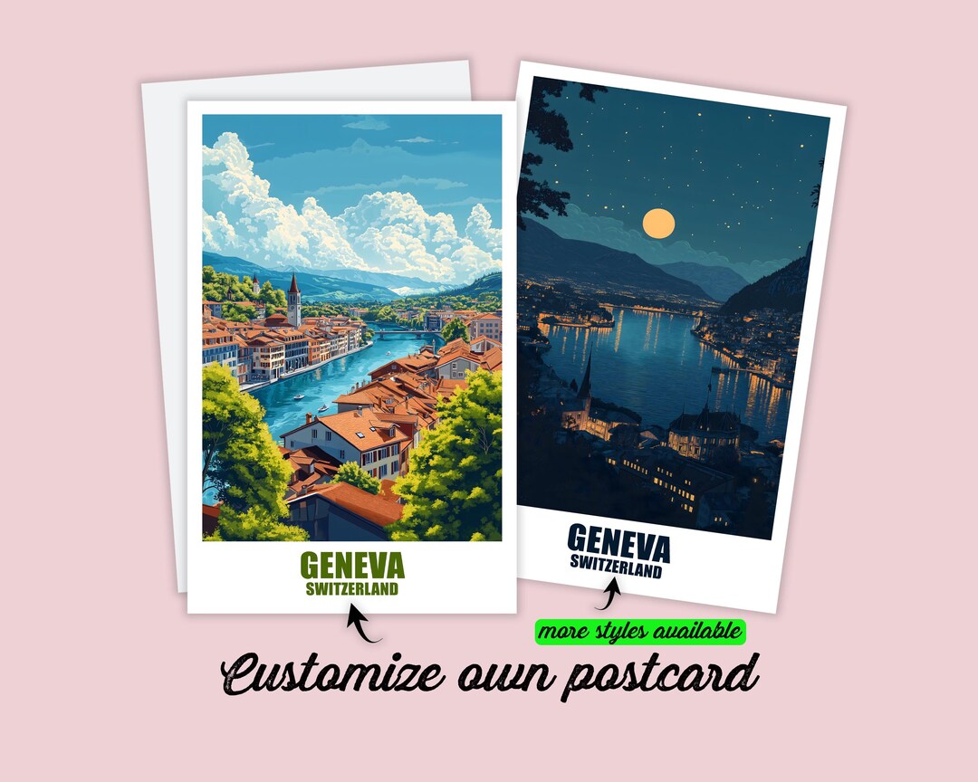 Personalized Geneva Postcard Switzerland Map Geneva Personalizable Gift ...