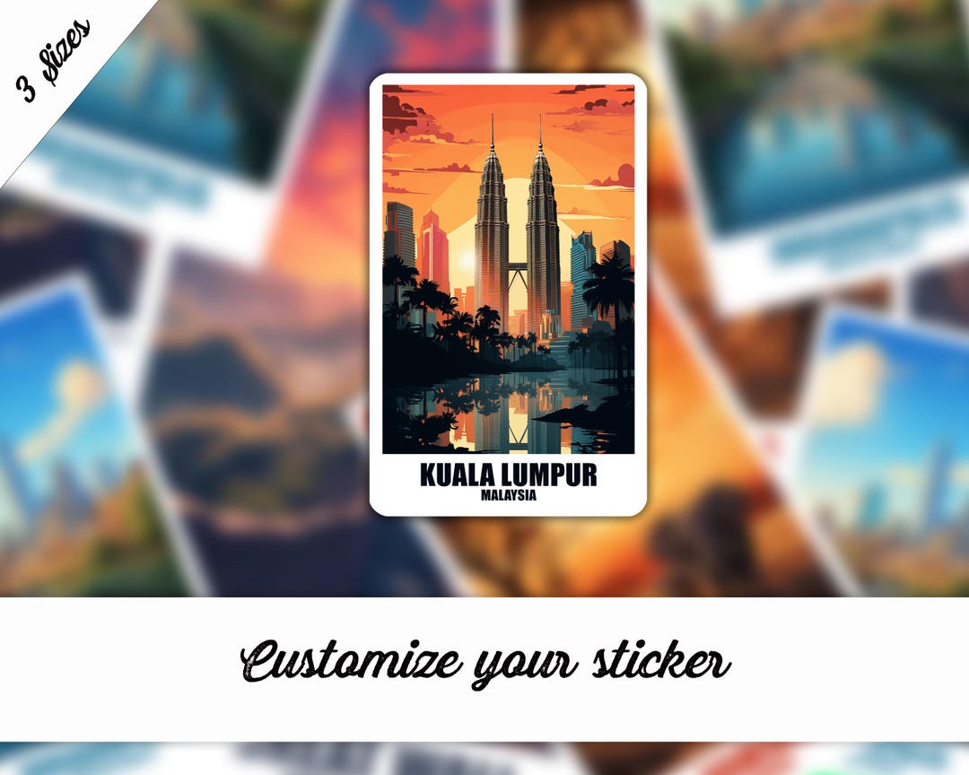 Kuala Lumpur Sticker, Personalized Sticker Kuala Lumpur, Malaysia ...