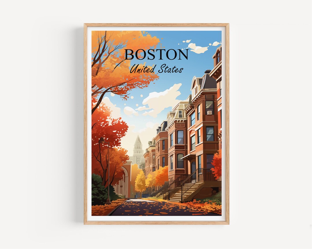 Boston Poster Mural Wall Decoration Boston Travel Poster Illustration ...