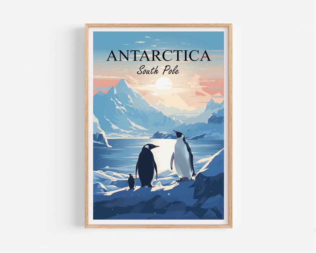 Antarctica Poster Wall Art Print Antarctica Travel Poster Illustration ...