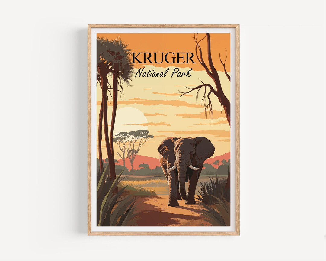 Kruger Poster Wall Art | Kruger Travel Poster Illustration Wall Art ...