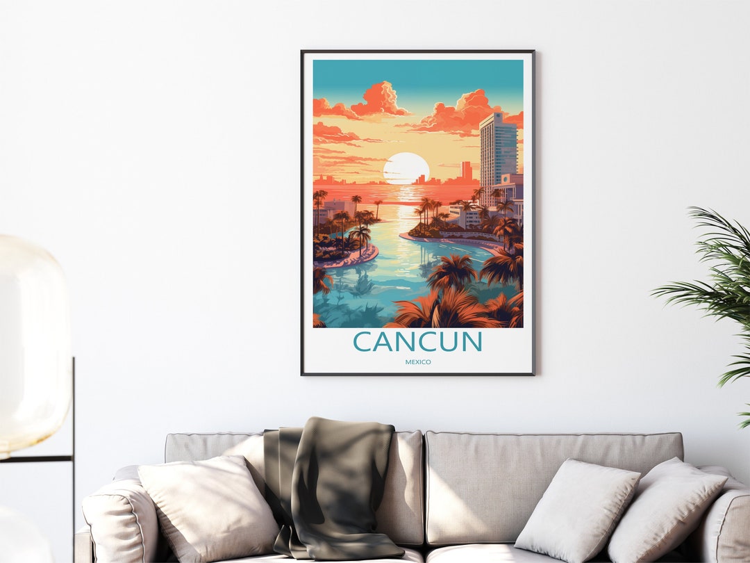 Cancun Poster Mural Wall Decoration Cancun Travel Poster Print ...