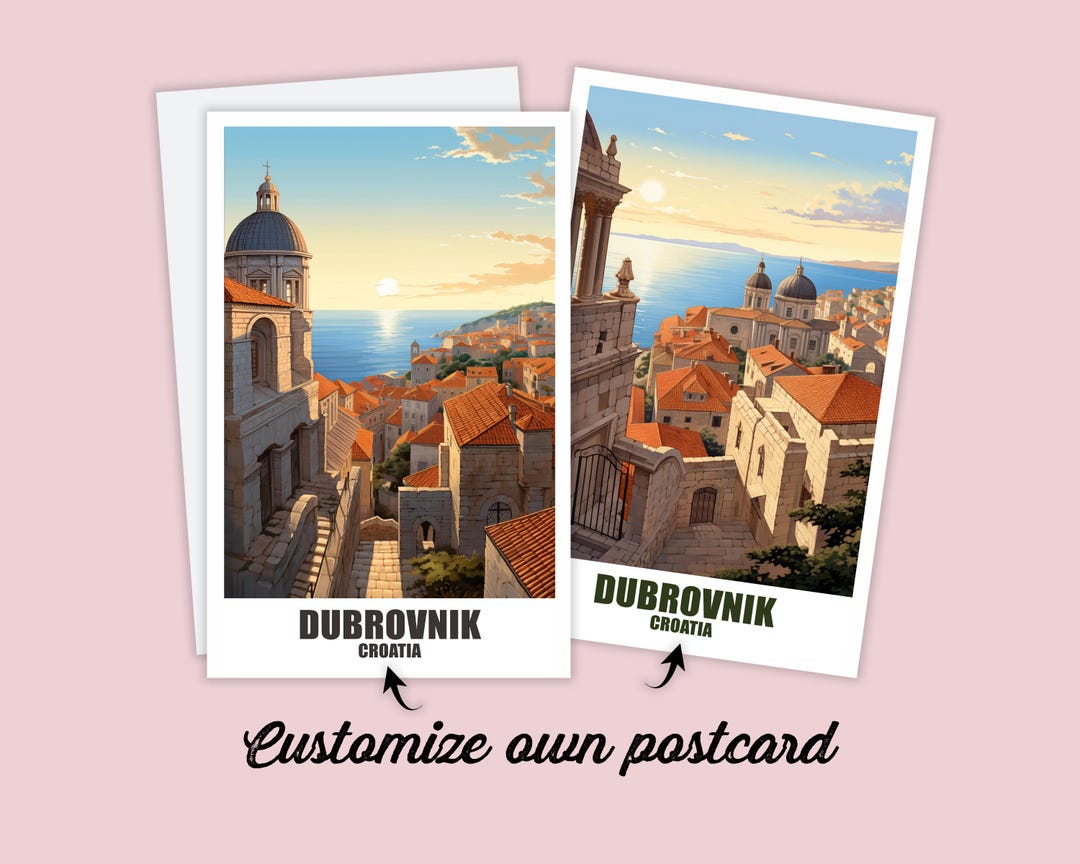 Dubrovnik Postcard, Personalized Postcard Dubrovnik, Croatia Map Travel ...