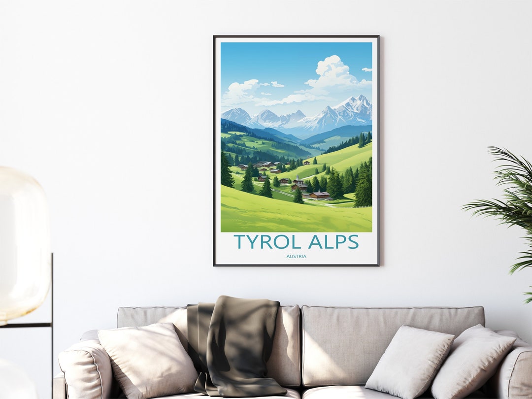 Tyrol Poster Mural Wall Decoration Tyrol Travel Illustration Alps ...