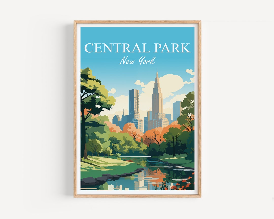 Central Park Poster Mural Wall Decoration Central Park Travel Poster ...
