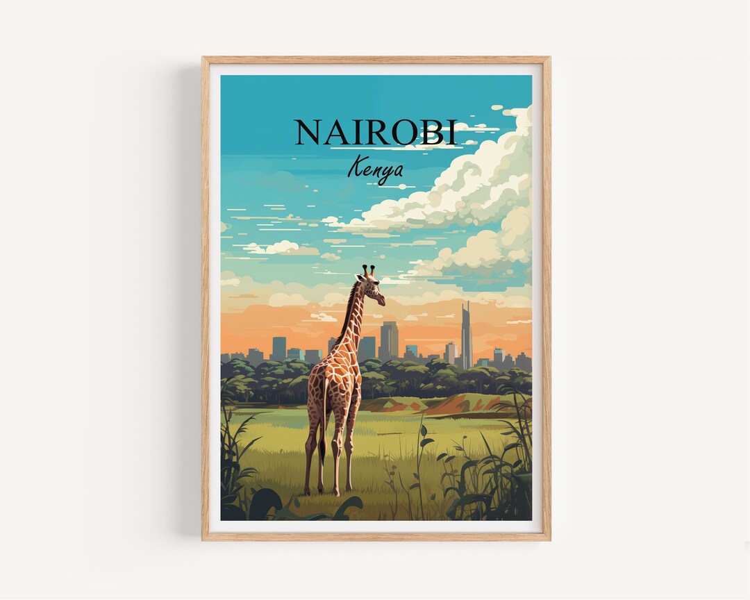 Nairobi Poster Wall Art | Nairobi Travel Poster Illustration Wall Art ...