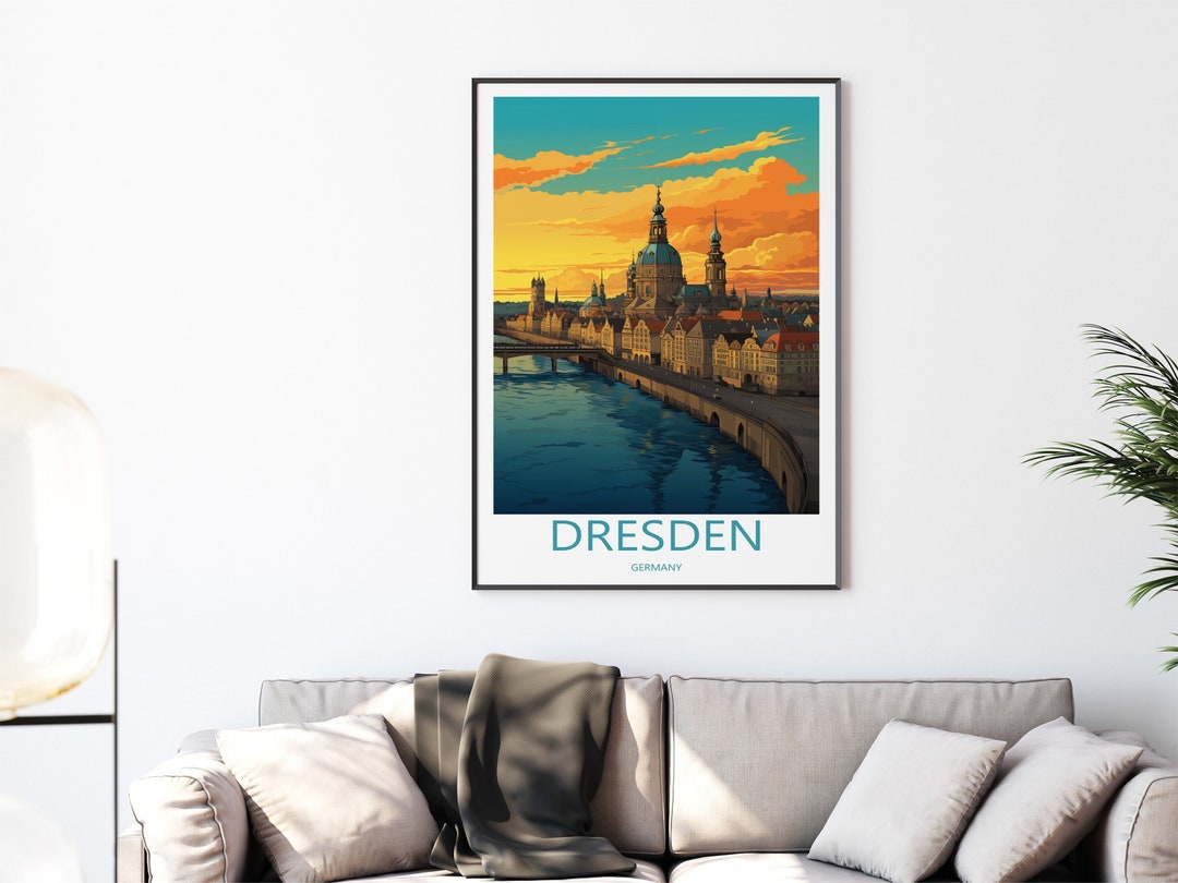 Dresden Poster Wall Art | Dresden Travel Poster Illustration Wall Art ...