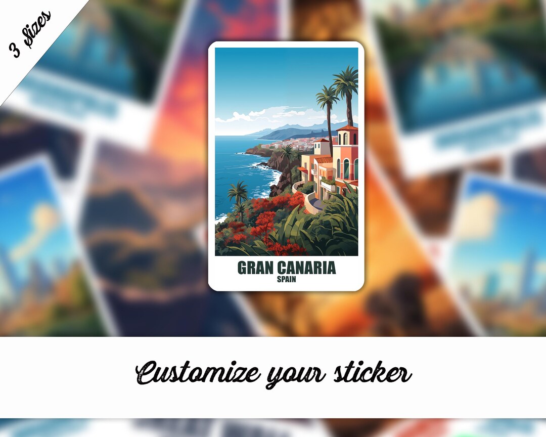 Gran Canaria Sticker, Personalized Sticker Gran Canaria, Spain Gift ...